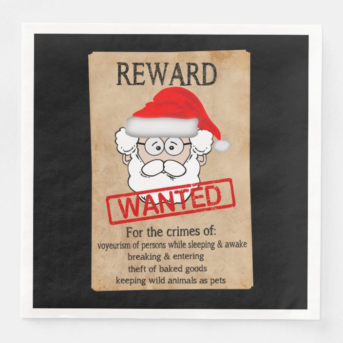 Funny Santa Claus Wanted Poster Paper Dinner Napkins | Zazzle.com