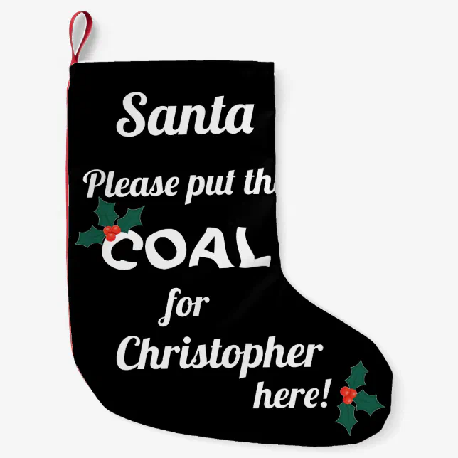 Funny Santa Coal Small Christmas Stocking | Zazzle