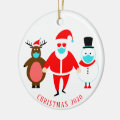 Funny Santa Face Mask Personalized Christmas 2020 Ceramic Ornament | Zazzle
