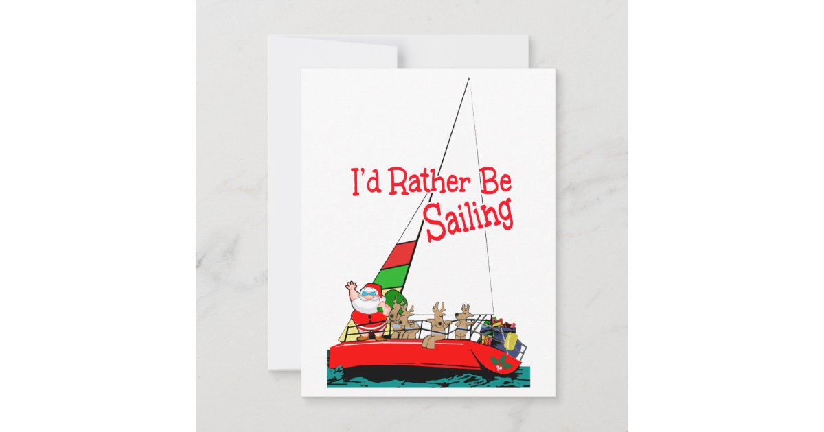 Funny Santa in sailboat Christmas Holiday Card | Zazzle