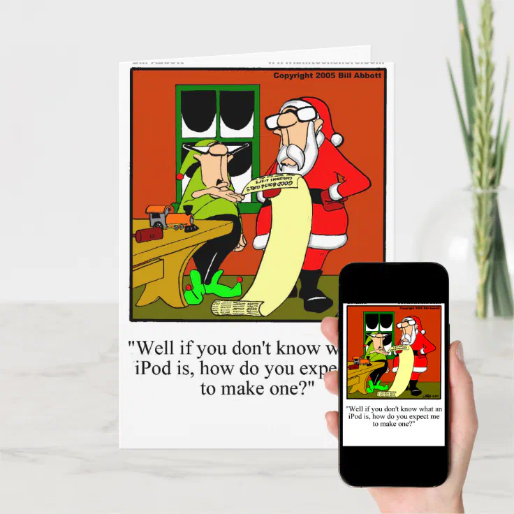 Funny Santa IPod Humor Christmas Card | Zazzle