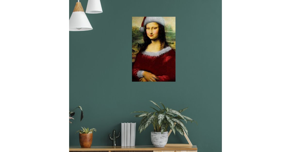 Funny Santa Mona Lisa Merry Christmas Poster | Zazzle