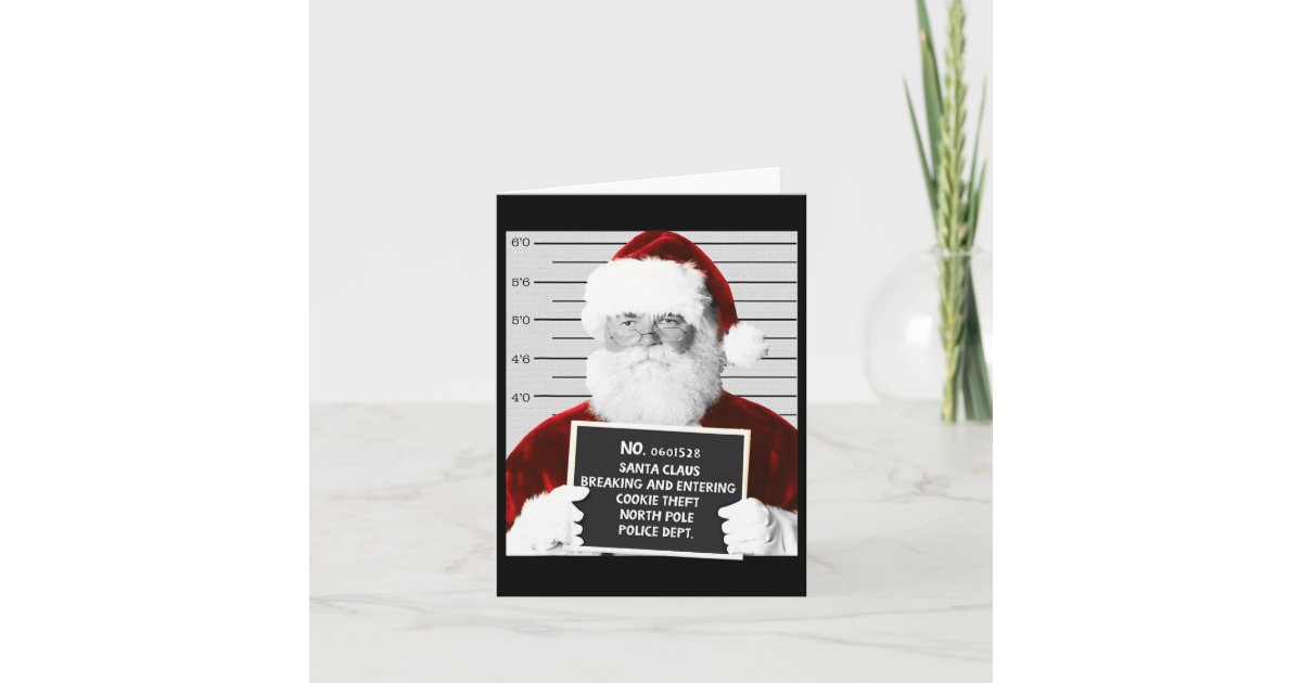 Funny Santa Mugshot Santa Claus Jailed Christmas Card | Zazzle