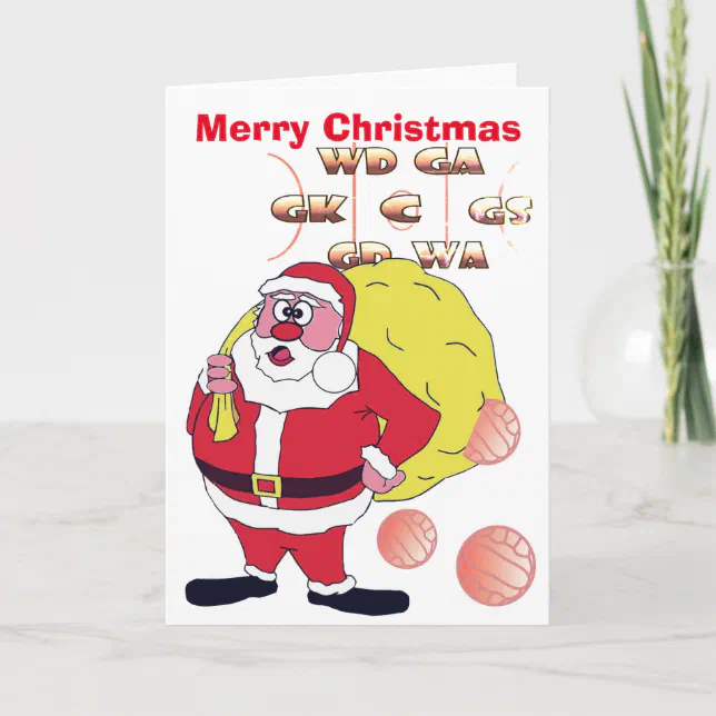Funny Santa Netball Christmas Greeting Holiday Card | Zazzle