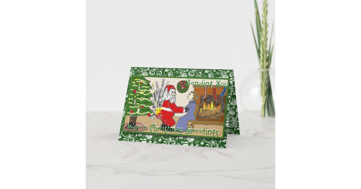 Funny Santa on Fire Christmas card | Zazzle