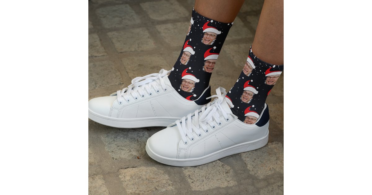 Funny Santa Photo Christmas Socks | Zazzle