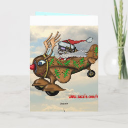 Funny Santa pilot Christmas and New Year card | Zazzle