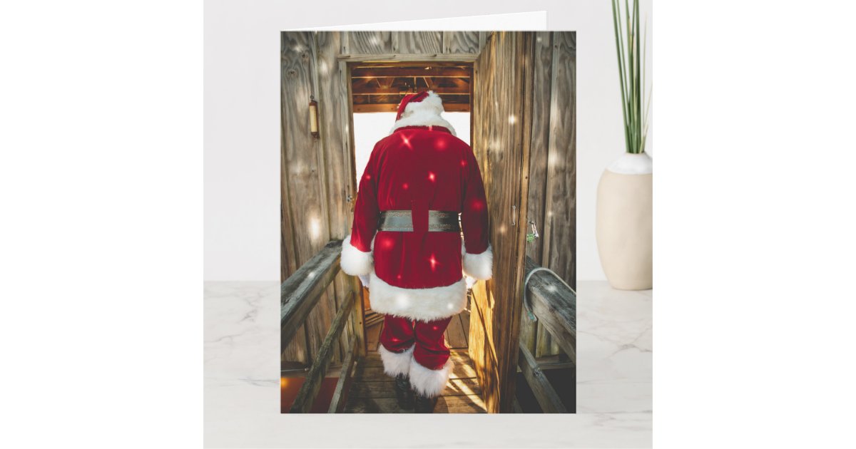 FUNNY SANTA SANTA'S BACK CHRISTMAS CARD | Zazzle