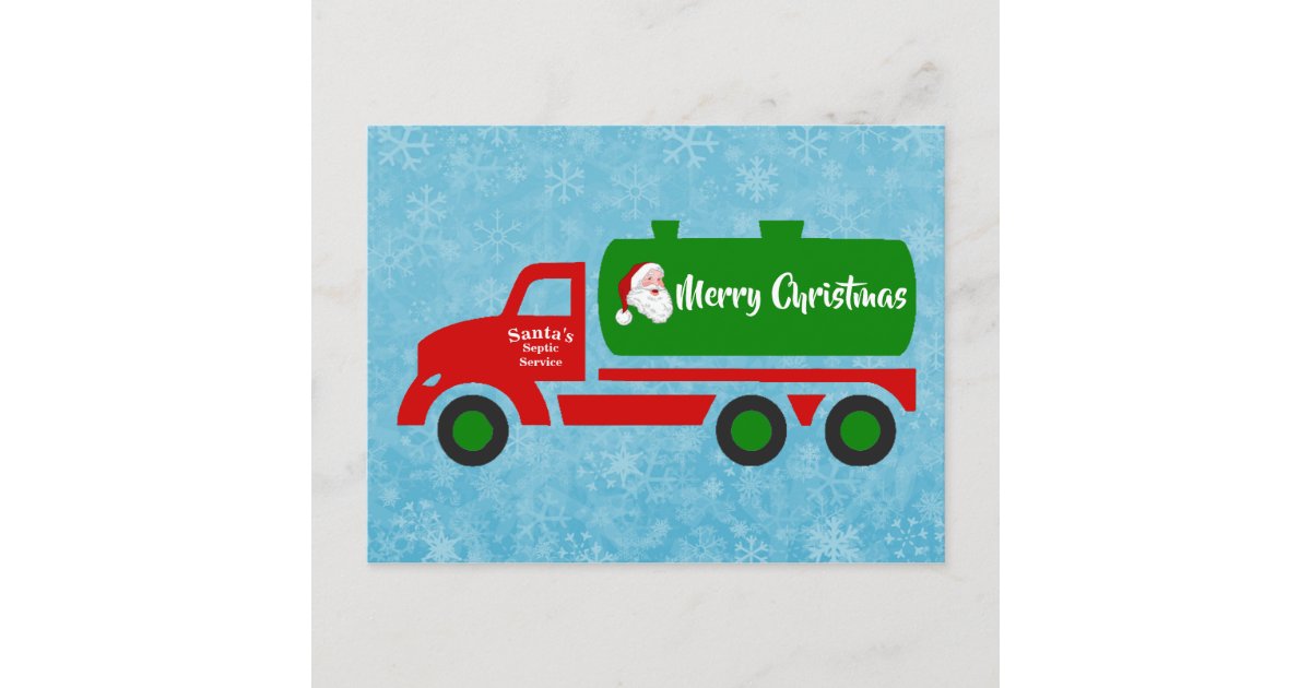 Funny Santa Septic Christmas Truck Postcard | Zazzle