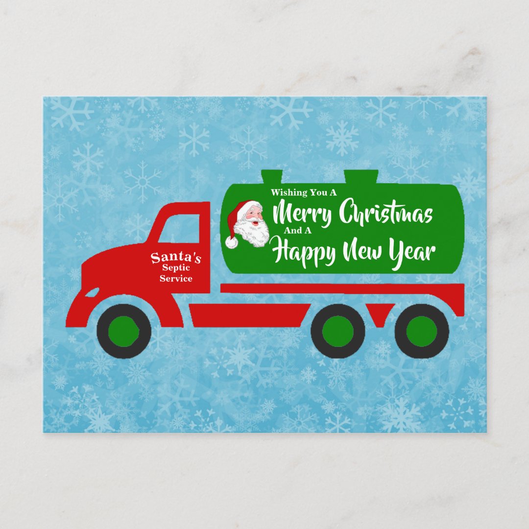 Funny Santa Septic Christmas Truck Your Greeting Postcard | Zazzle