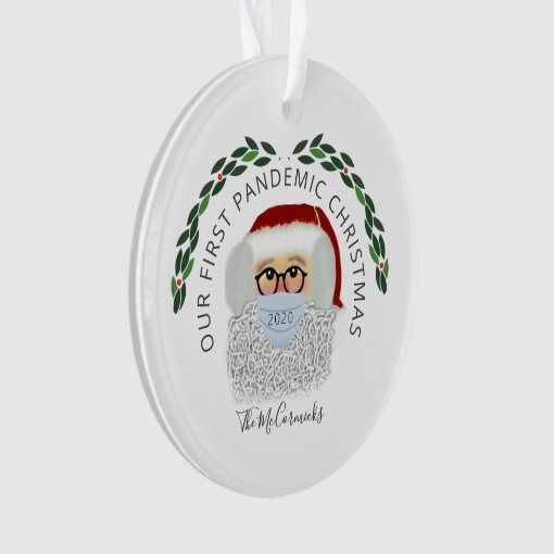 Funny Santa Wearing Face Mask Covid Personalized Ornament | Zazzle