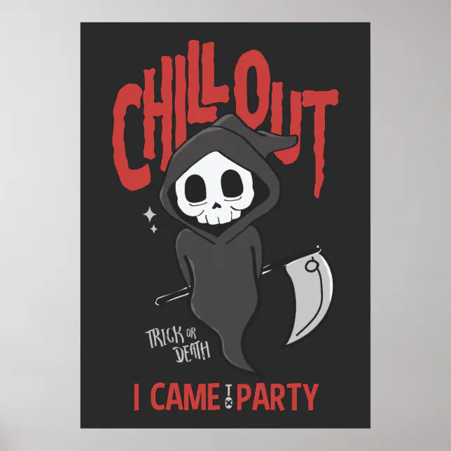 Funny Sarcastic GrimReaper Halloween Party Poster | Zazzle
