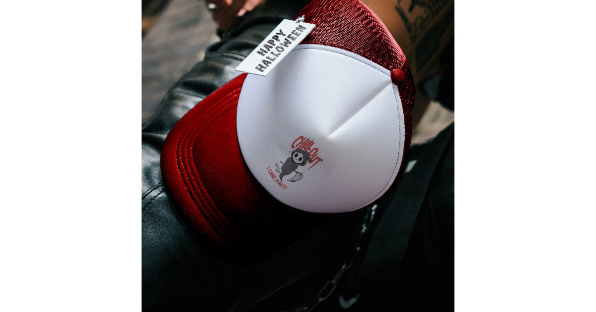 Funny Sarcastic GrimReaper Halloween Party Trucker Hat | Zazzle