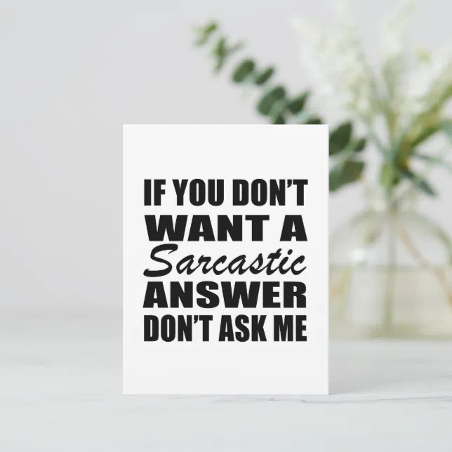 Funny sarcastic quotes humor sarcasm introvert postcard | Zazzle