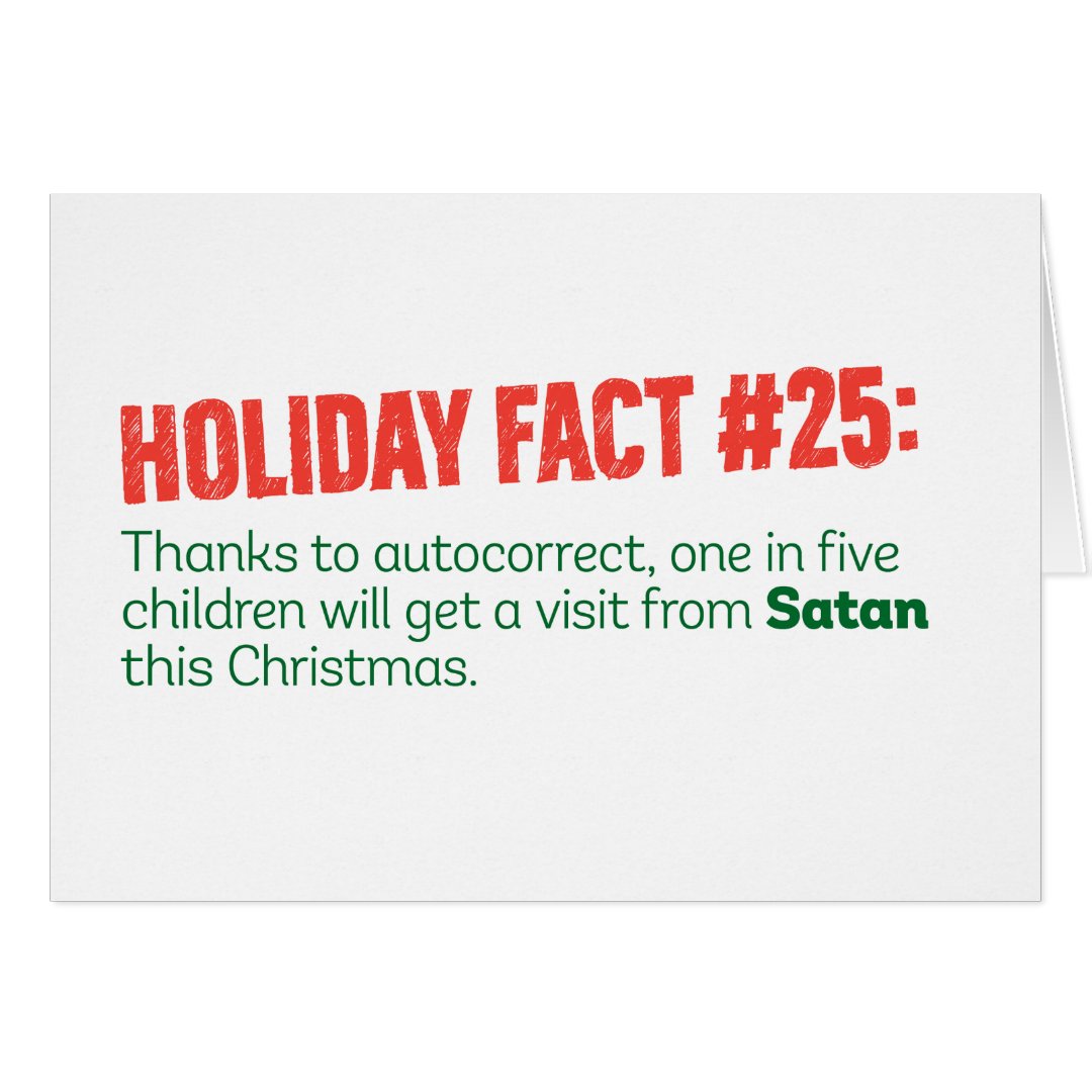 Funny “Satan” Autocorrect Christmas Card | Zazzle