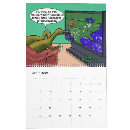 Funny Satire Dinosaur Cartoons Parody Humans Calendar | Zazzle.com
