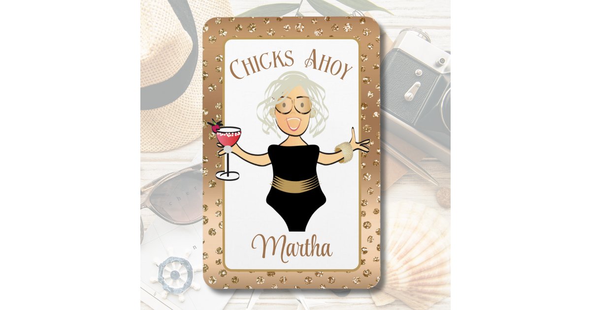 Funny Saying Chicks Ahoy Cartoon Bold Cruise Ship Magnet | Zazzle