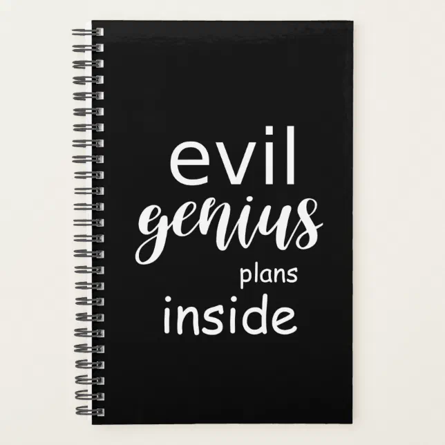 Funny Saying Evil Genius Plans Inside Planner | Zazzle
