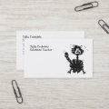 Funny Scared Black Cat Cartoon Halloween Business Card | Zazzle