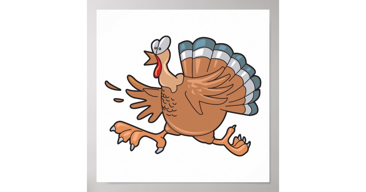 funny scared turkey poster | Zazzle