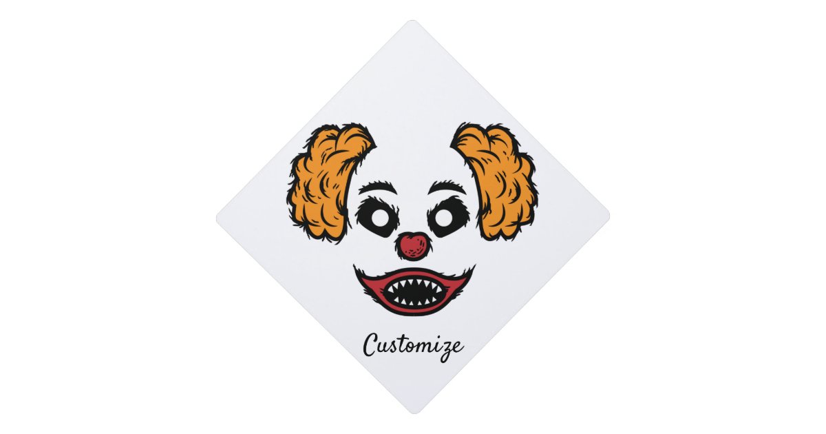 Funny Scary Clown Thunder_Cove Graduation Cap Topper | Zazzle