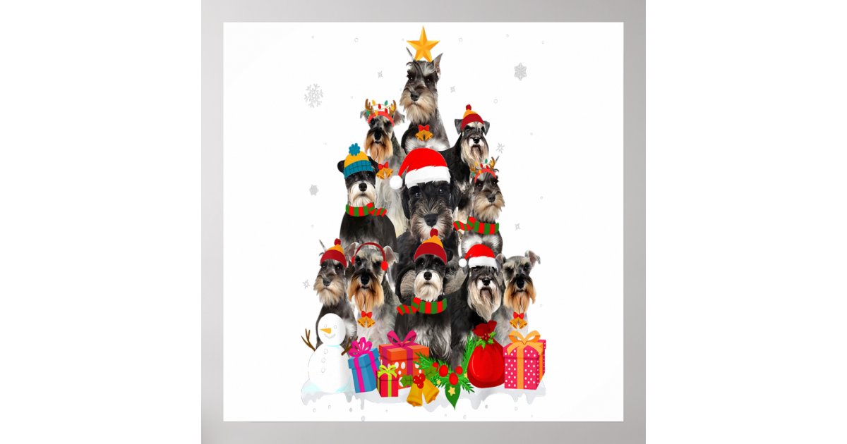 Funny Schnauzer Christmas Tree Pet DOG Lover Gift Poster | Zazzle