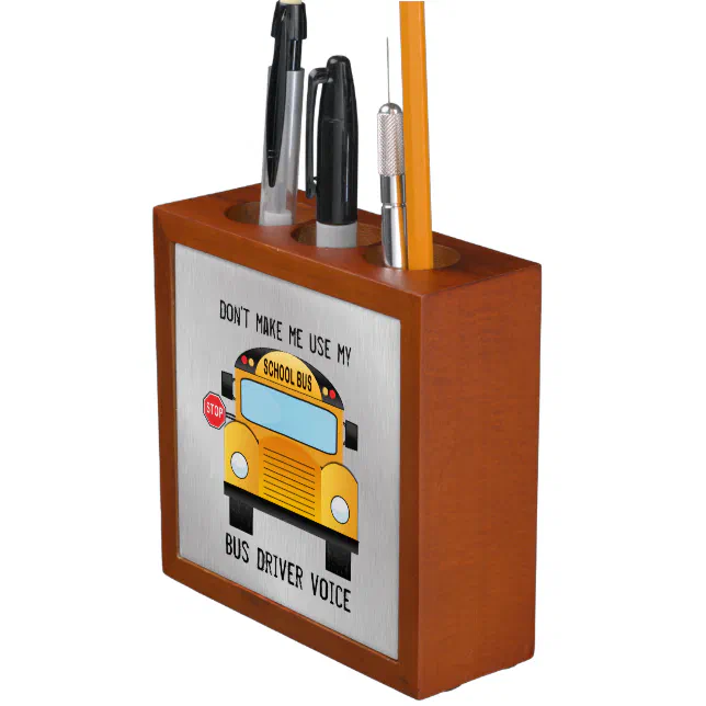 Funny School Bus Driver Desk Organizer | Zazzle