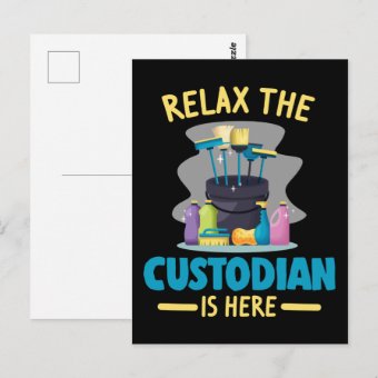Funny School Custodian Cleaning Janitor Caretaker Postcard | Zazzle