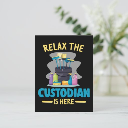 Funny School Custodian Cleaning Janitor Caretaker Postcard | Zazzle