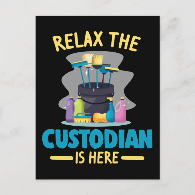 Funny School Custodian Cleaning Janitor Caretaker Postcard | Zazzle