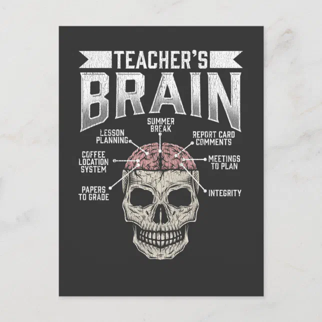 Funny School Teacher Brain Education Coffee Lesson Postcard | Zazzle