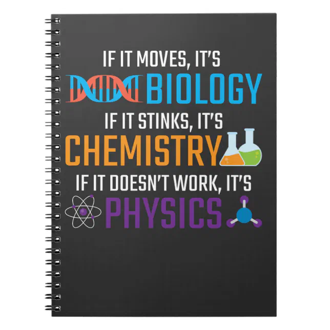 Funny Science Biology Chemistry Physics Teacher Notebook | Zazzle