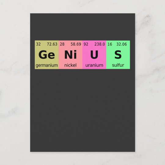 Funny Science Genius Periodic Table of Elements Postcard | Zazzle.com