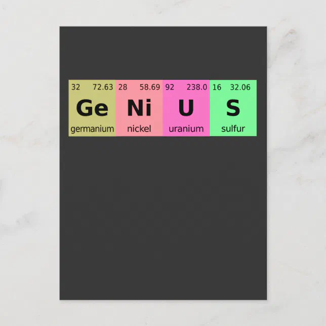 Funny Science Genius Periodic Table of Elements Postcard | Zazzle