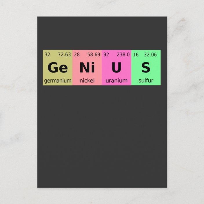 Funny Science Genius Periodic Table of Elements Postcard | Zazzle.com