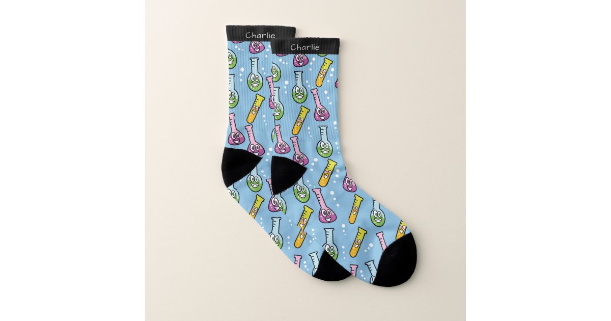 Funny Science Pattern custom name socks | Zazzle