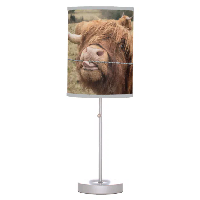 funny Scottish ginger Highland cow Table Lamp | Zazzle