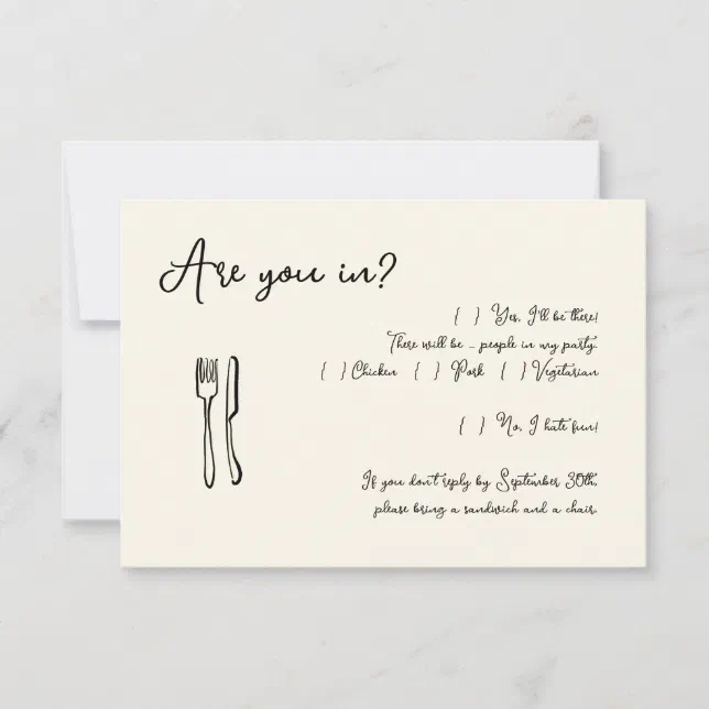 Funny Script Invitation Reply Card Insert | Zazzle