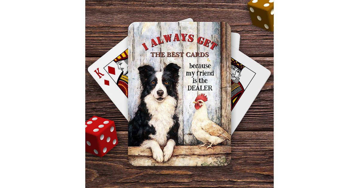 Funny Scruffy Dog and Chicken Poker Cards | Zazzle