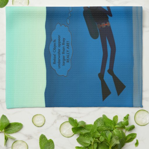 FUNNY SCUBA DIVER UNDERWATER GIRL, DIVING GIFT KITCHEN TOWEL | Zazzle