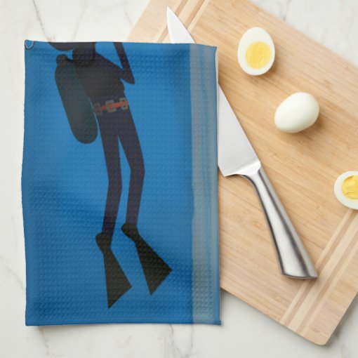FUNNY SCUBA DIVER UNDERWATER GIRL, DIVING GIFT KITCHEN TOWEL | Zazzle