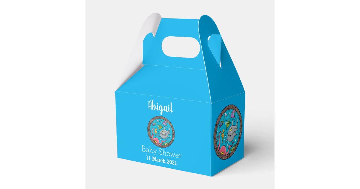 Funny sea creatures underwater cartoon drawing favor boxes | Zazzle