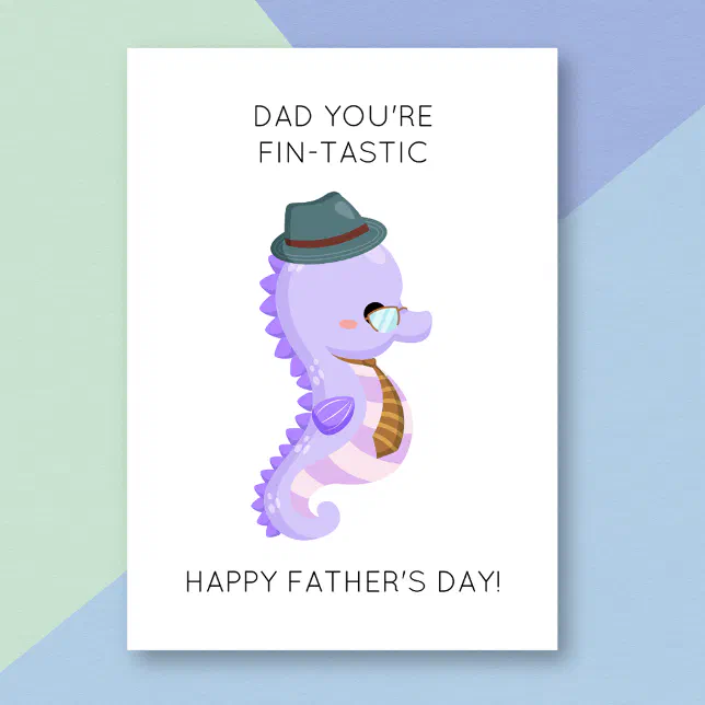Funny Seahorse Pun Father's Day Card | Zazzle