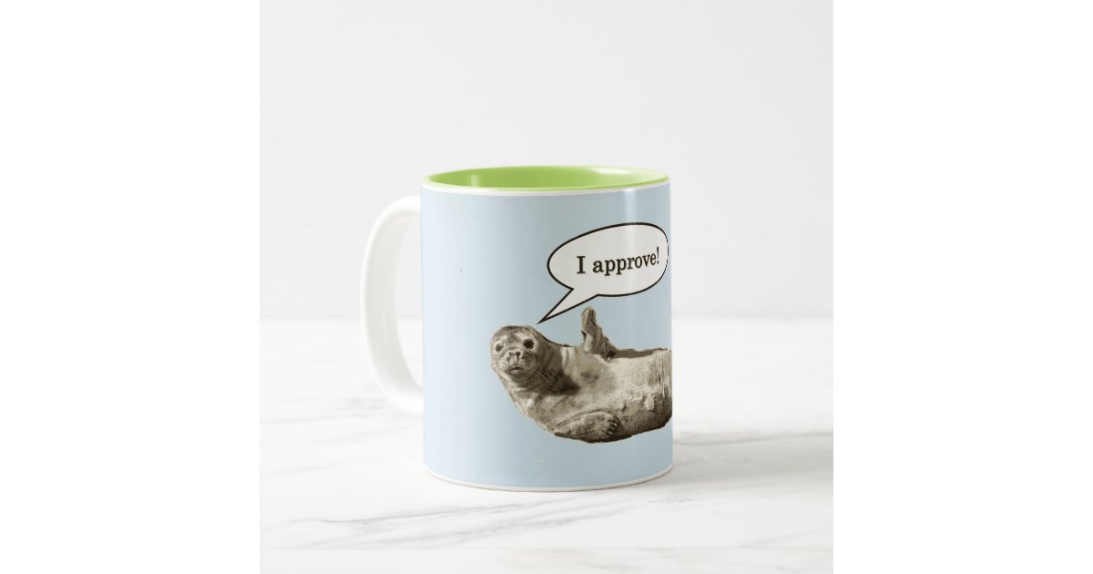 Funny seal of approval pun Two-Tone coffee mug | Zazzle