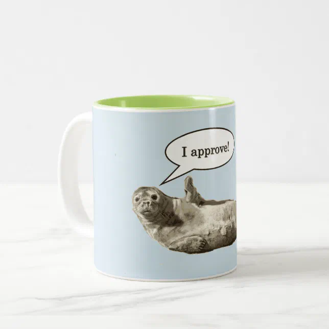 Funny seal of approval pun Two-Tone coffee mug | Zazzle