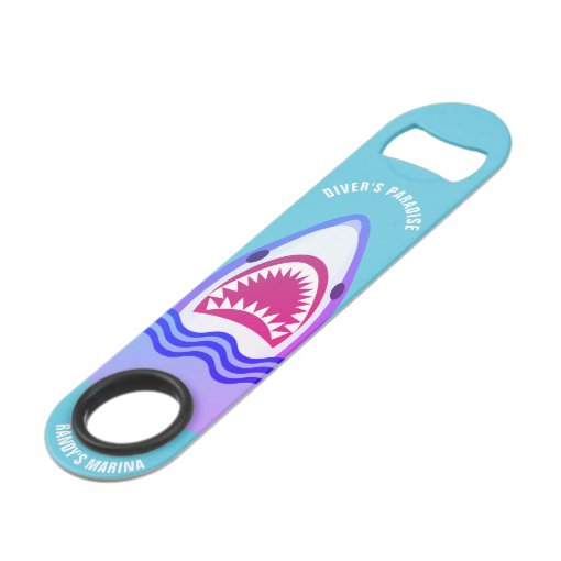 Funny Shark Cartoon custom text Bar Key | Zazzle