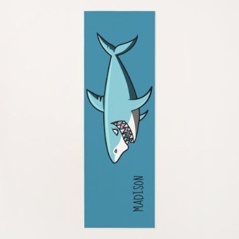 Funny Shark custom name yoga mat | Zazzle