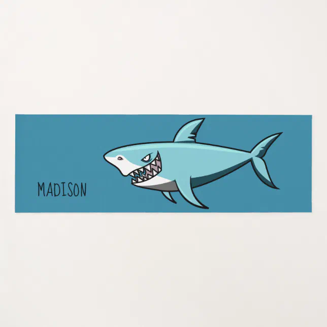 Funny Shark custom name yoga mat | Zazzle