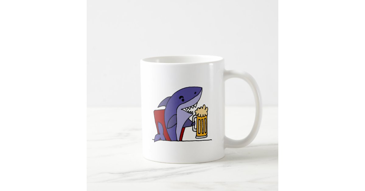 Funny Shark Drinking Beer Coffee Mug | Zazzle