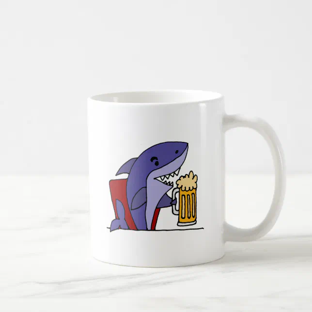 Funny Shark Drinking Beer Coffee Mug | Zazzle